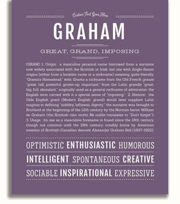Graham Personalized Name Meaning Art Prints – Name Stories