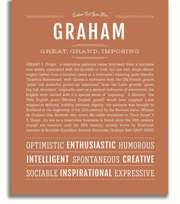 Graham Personalized Name Meaning Art Prints – Name Stories