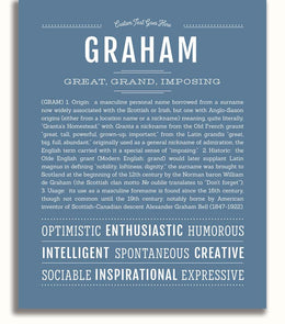 Graham Personalized Name Meaning Art Prints – Name Stories