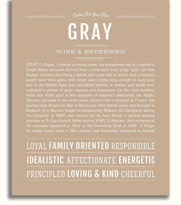 Gray (female) | Name Art Print – Name Stories