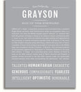 Grayson Personalized Name Meaning Art Prints – Name Stories
