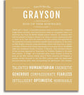 Grayson Personalized Name Meaning Art Prints – Name Stories