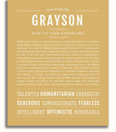 Grayson (male) | Name Art Print – Name Stories