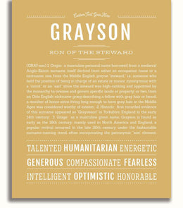 Grayson (male) | Name Art Print – Name Stories