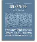 Greenlee Personalized Name Meaning Art Prints – Name Stories