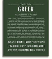 Greer Personalized Name Meaning Art Prints – Name Stories