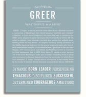 Greer (female) | Name Art Print – Name Stories