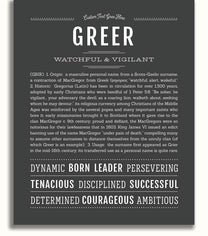 Greer (male) | Name Art Print – Name Stories