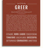 Greer (male) | Name Art Print – Name Stories