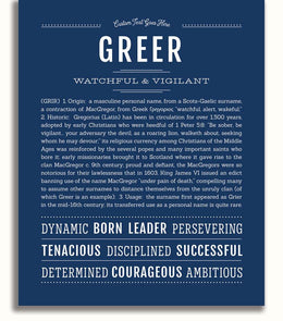 Greer (male) | Name Art Print – Name Stories