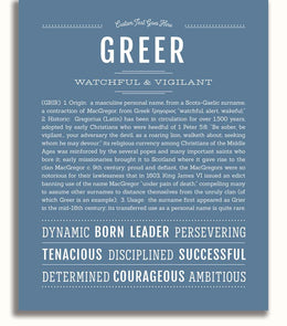Greer (male) | Name Art Print – Name Stories