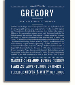 Gregory Personalized Name Meaning Art Prints – Name Stories