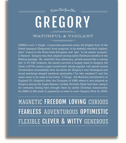 Gregory Personalized Name Meaning Art Prints – Name Stories