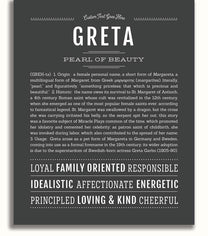 Greta | Name Art Print – Name Stories