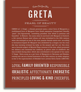 Greta | Name Art Print – Name Stories