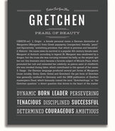 Gretchen Personalized Name Meaning Art Prints – Name Stories
