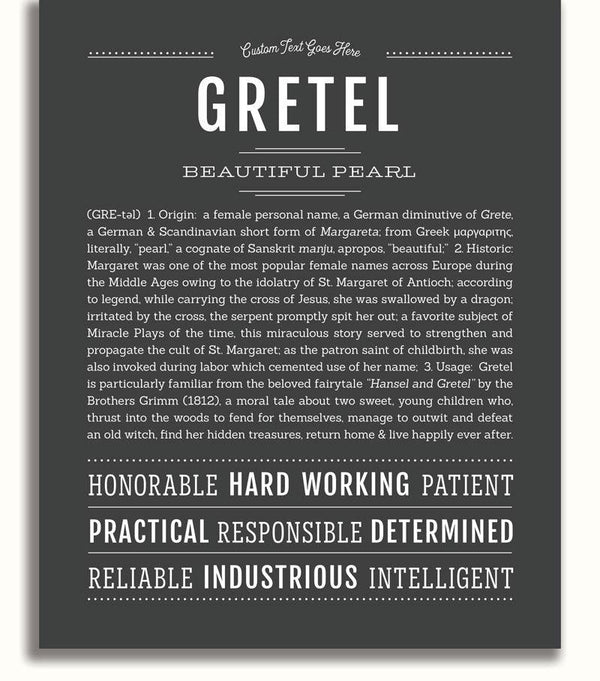 Gretel | Name Art Print - Personalized Custom Gifts – Name Stories