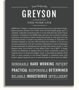 Greyson Personalized Name Meaning Art Prints – Name Stories