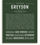 Greyson Personalized Name Meaning Art Prints – Name Stories