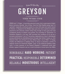 Greyson Personalized Name Meaning Art Prints – Name Stories