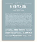 Greyson Personalized Name Meaning Art Prints – Name Stories