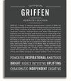 Griffen Personalized Name Meaning Art Prints – Name Stories