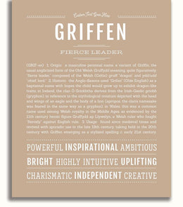 Griffen Personalized Name Meaning Art Prints – Name Stories