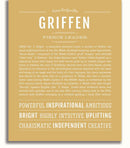 Griffen Personalized Name Meaning Art Prints – Name Stories