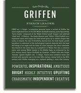 Griffen Personalized Name Meaning Art Prints – Name Stories