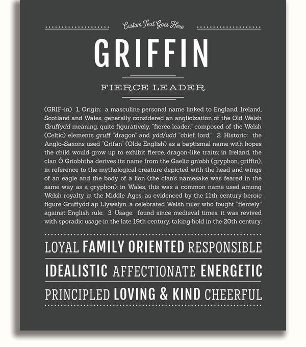 Griffin | Name Art Print - Personalized Custom Gifts – Name Stories