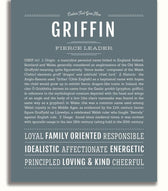 Griffin Personalized Name Meaning Art Prints – Name Stories