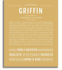 Griffin Personalized Name Meaning Art Prints – Name Stories