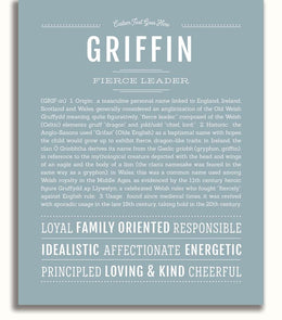 Griffin Personalized Name Meaning Art Prints – Name Stories