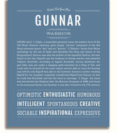 Gunnar Personalized Name Meaning Art Prints – Name Stories