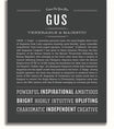 Gus Personalized Name Meaning Art Prints – Name Stories