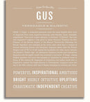 Gus Personalized Name Meaning Art Prints – Name Stories