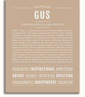 Gus Personalized Name Meaning Art Prints – Name Stories