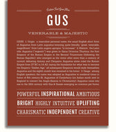 Gus Personalized Name Meaning Art Prints – Name Stories