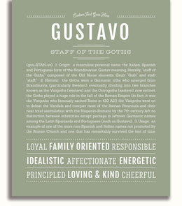 Gustavo Personalized Name Meaning Art Prints – Name Stories