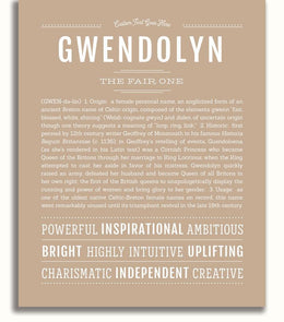 Gwendolyn Personalized Name Meaning Art Prints – Name Stories