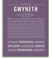 Gwyneth Personalized Name Meaning Art Prints – Name Stories