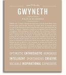 Gwyneth Personalized Name Meaning Art Prints – Name Stories
