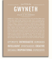 Gwyneth Personalized Name Meaning Art Prints – Name Stories