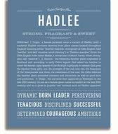 Hadlee Personalized Name Meaning Art Prints – Name Stories