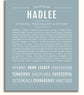 Hadlee Personalized Name Meaning Art Prints – Name Stories
