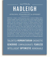 Hadleigh Personalized Name Meaning Art Prints – Name Stories