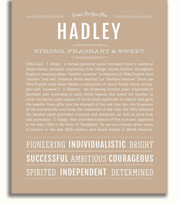 Hadley | Name Art Print – Name Stories