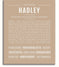 Hadley Personalized Name Meaning Art Prints – Name Stories
