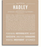 Hadley Personalized Name Meaning Art Prints – Name Stories