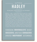 Hadley Personalized Name Meaning Art Prints – Name Stories